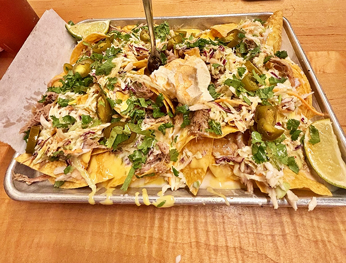 These aren't your hipster food truck nachos – this is a serious plate for serious appetites.