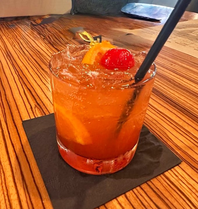 Wisconsin's unofficial state cocktail—the brandy Old Fashioned—garnished with fruit that counts as your daily serving, right?