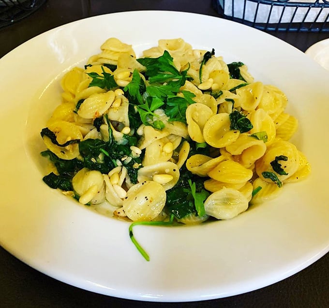 Orecchiette with spinach – little "ears" of pasta catching pockets of flavor in every bite. Simple ingredients, executed with respect.