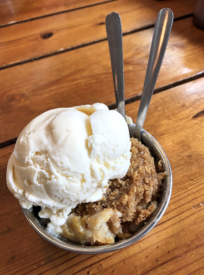Peach cobbler and ice cream – the dynamic duo that makes dental work worth every penny.