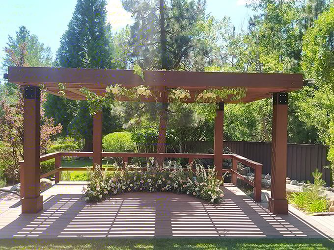 Even the park's covered structures manage to look elegant, offering shade while refusing to obstruct those million-dollar mountain views.