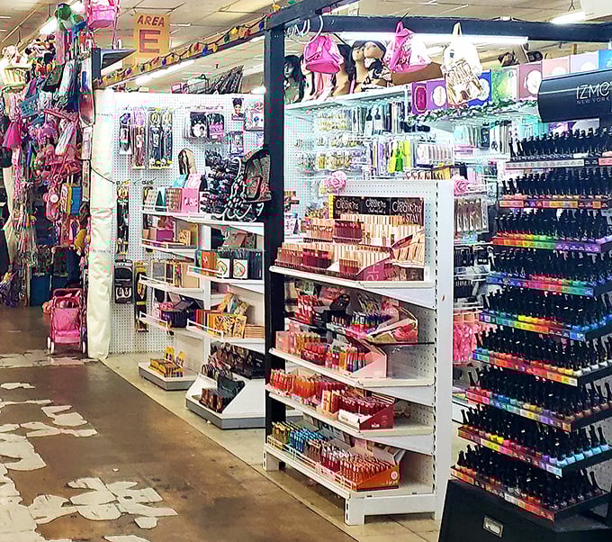 Beauty products galore! This pink-hued paradise offers enough cosmetic possibilities to launch a thousand makeovers or at least a spontaneous new look.