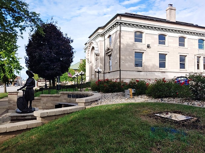 The library's statue garden offers a moment of reflection—both literally and figuratively—amid the hustle of small-town life (which isn't very hustly).