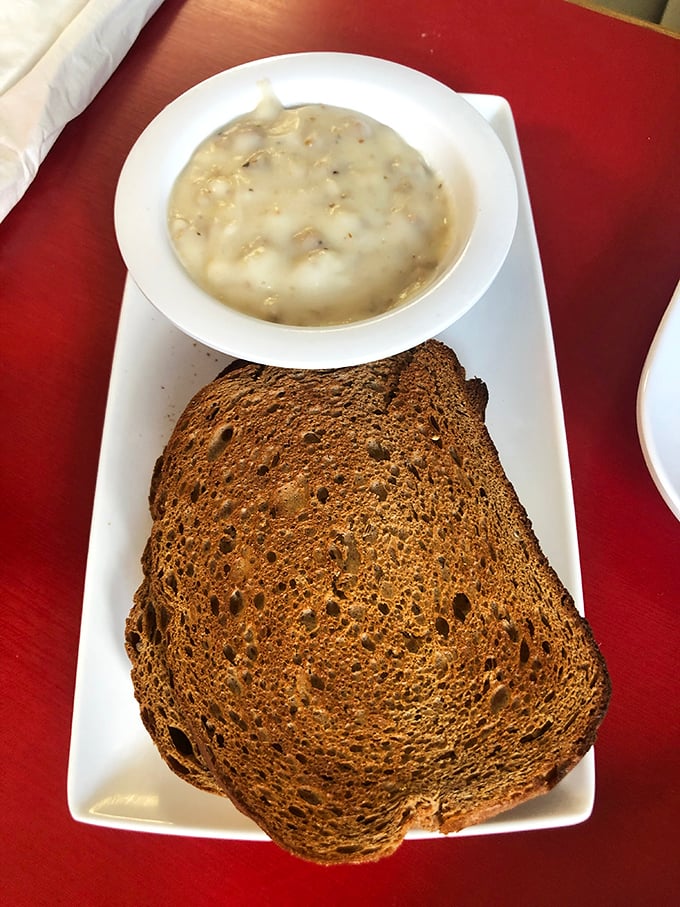 Sometimes the simplest things tell the most—perfectly toasted rye alongside a bowl of homemade soup. Lunch doesn't need to be complicated to be perfect.