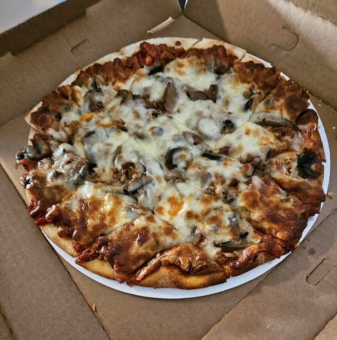 Pizza that doesn't need fancy toppings to prove its worth – just honest ingredients doing their delicious job perfectly.