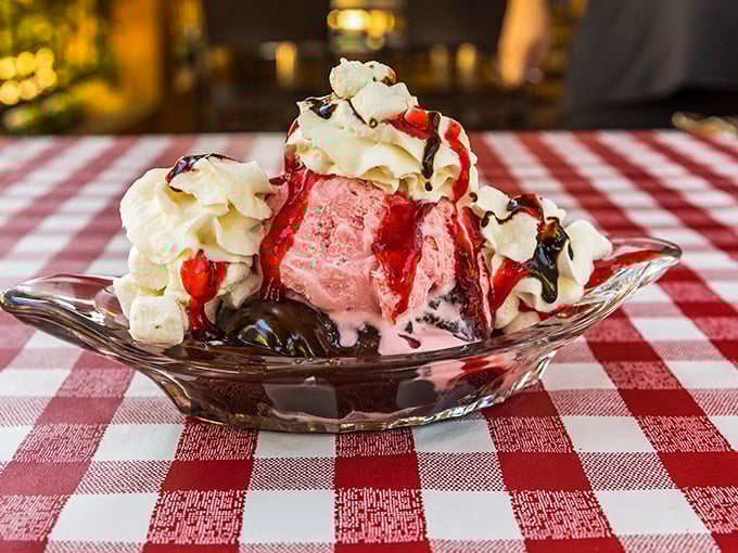 A strawberry sundae that doesn't just satisfy your sweet tooth—it throws a full-blown celebration for it.