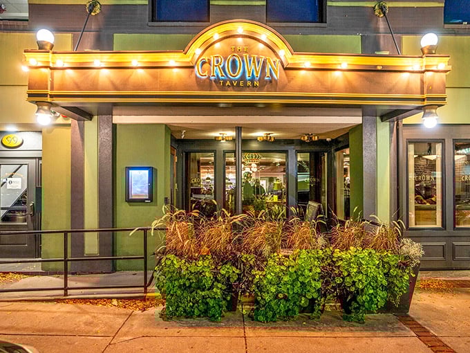The Crown Tavern glows with welcoming warmth on cool New Hampshire evenings. The kind of place where everybody might not know your name—yet.