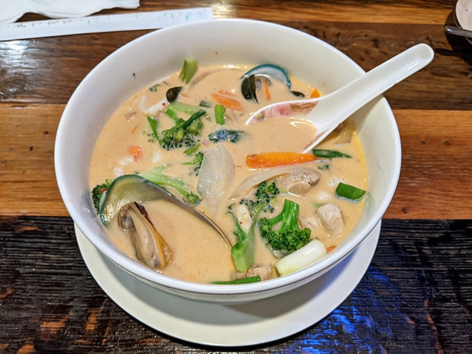 Tom Kha soup: where coconut milk meets mushrooms in a steamy hot tub of flavor. The perfect remedy for Ohio winter blues.