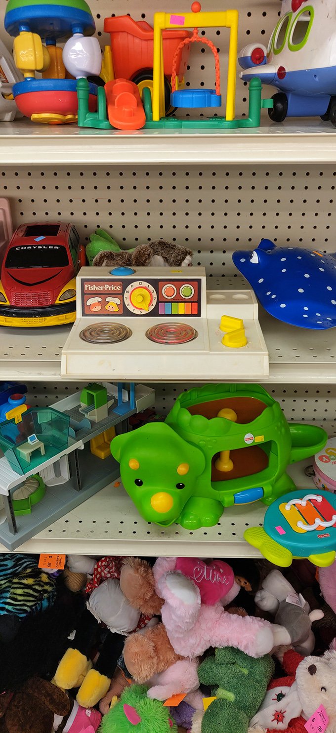 Vintage Fisher-Price toys that survived decades of playtime, proving they don't make 'em like they used to – literally.