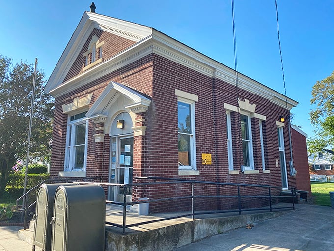 The post office – Wachapreague's original social network. More connections are made at this brick building than on Facebook, and they're far more meaningful.