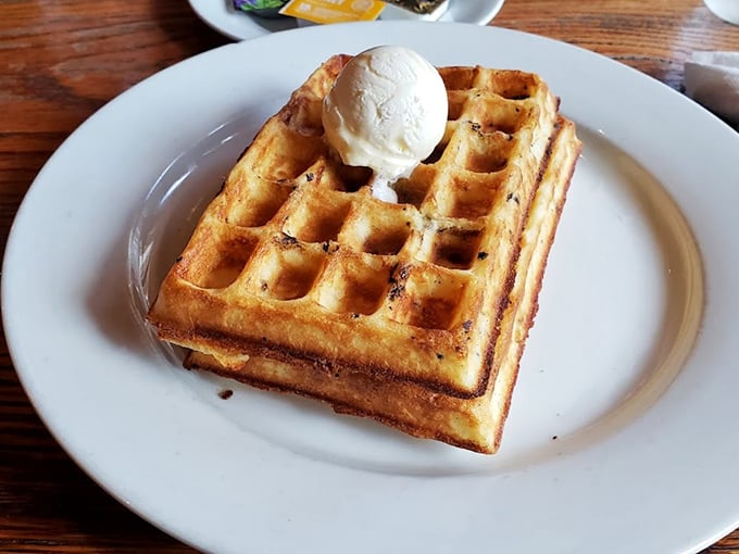 A waffle that's achieved the perfect balance of crisp exterior and tender interior – the breakfast equivalent of winning the lottery. 