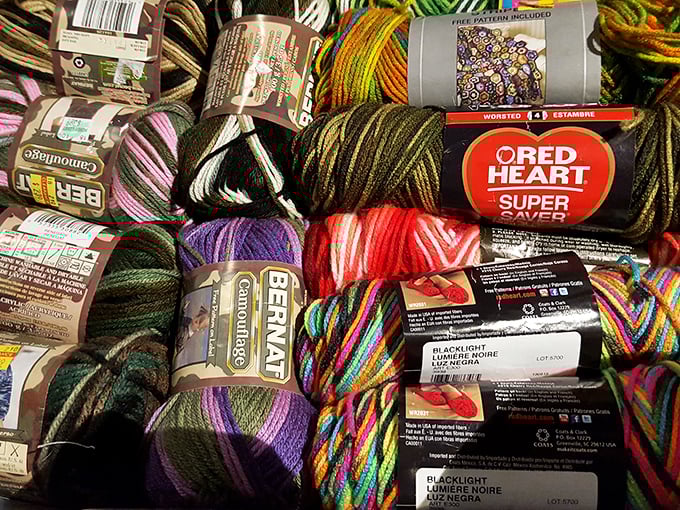 A knitter's dream in technicolor glory. These yarn skeins are like edible arrangements for crafters – deliciously tempting and impossible to resist.