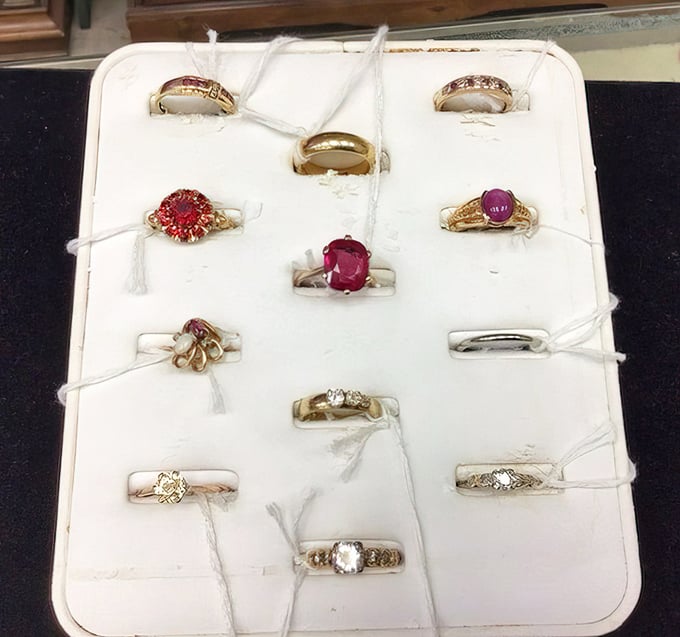 Hidden gems in the jewelry case! Those vintage rings might be someone's forgotten treasures, but they could become your signature statement piece.