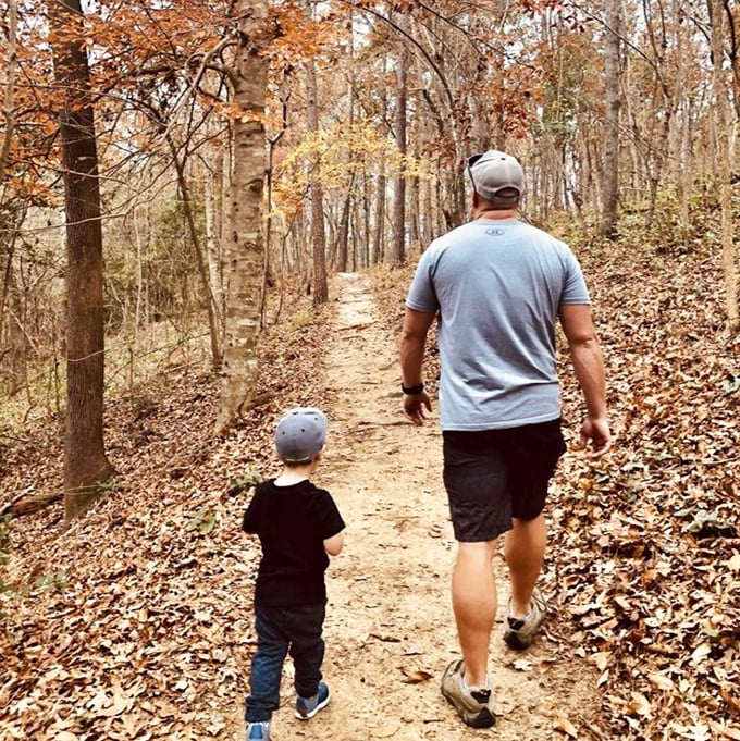 Autumn hiking trails offer a symphony of crunching leaves and quality time—nature's version of a father-son bonding experience.