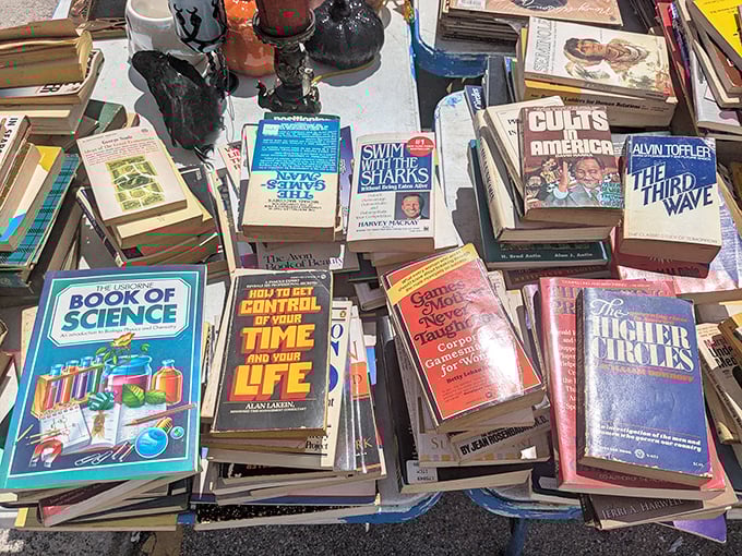 Literary treasures await the patient browser – from vintage paperbacks to self-help classics promising to organize your life (but not your overflowing bookshelves).