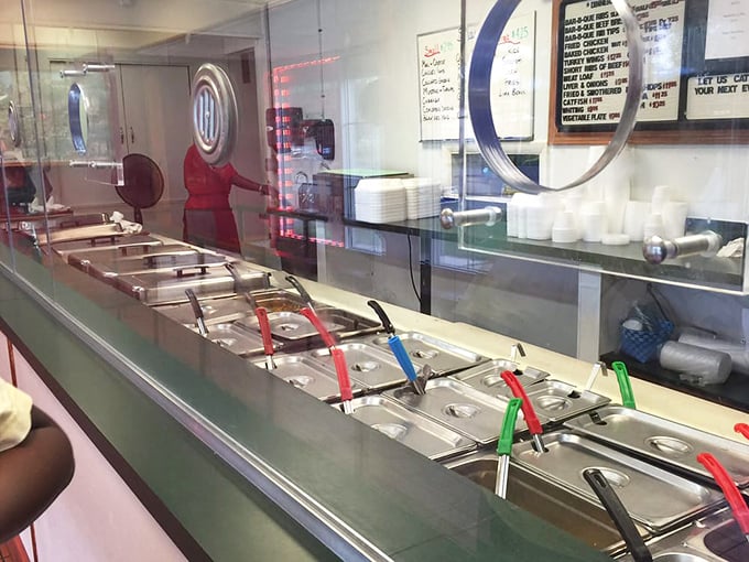 The serving line—where dreams are dished out one steam tray at a time and patience is rewarded with plates of perfection.