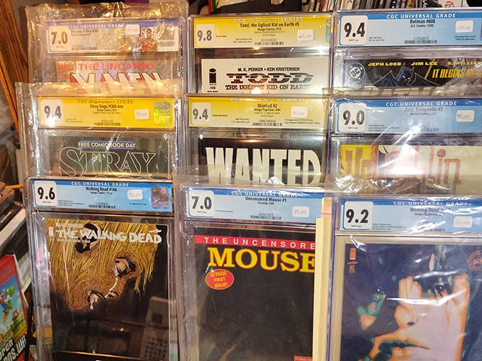 Comic book heaven for serious collectors. Those plastic-encased treasures with numerical grades are the stock market of nerd investments.