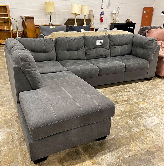 This sectional sofa has seen some living but has plenty more to give—like that friend who's always ready for movie night.