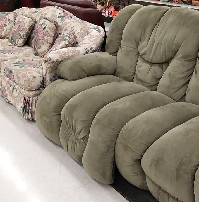 This isn't just furniture shopping—it's adopting pieces with personality that have already proven they can survive family life.