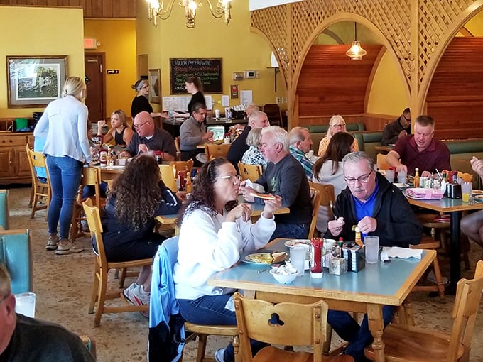 The breakfast crowd at Lake Aire—where conversations flow as freely as the coffee, and nobody's rushing you out the door.
