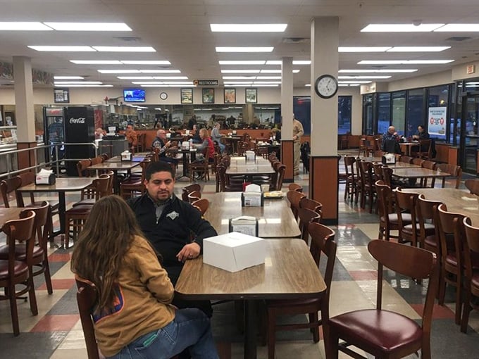 The dining room – where strangers become friends united by the universal language of "wow, that's a big sandwich."