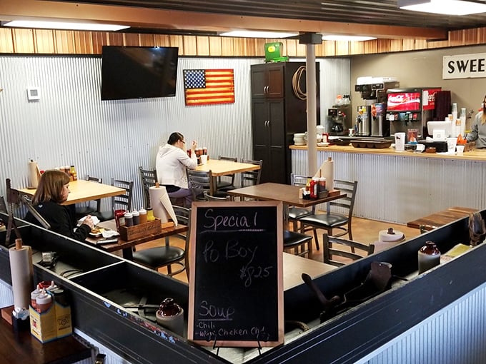 The dining area where strangers become friends over shared BBQ enthusiasm and the universal language of "mmmmm."