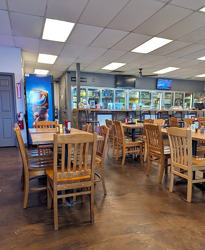 The dining room has that "everybody might know your name" vibe – unpretentious, welcoming, and ready for serious eating business.
