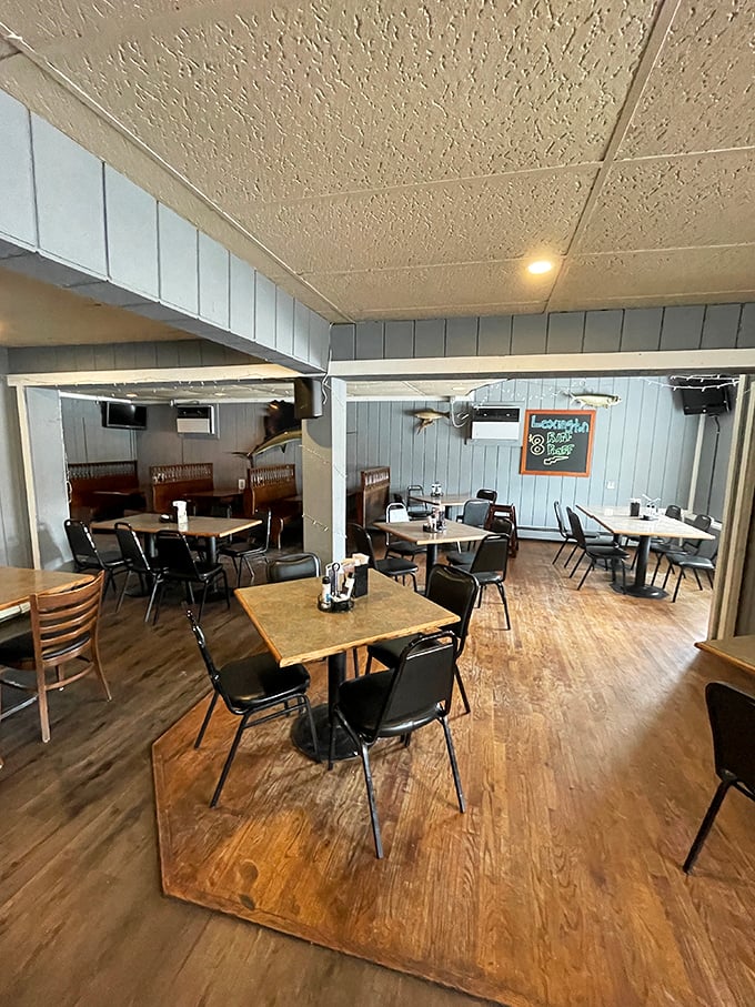 The dining area's wood-paneled charm creates the perfect backdrop for making memories over meals that stick to your ribs and your heart.