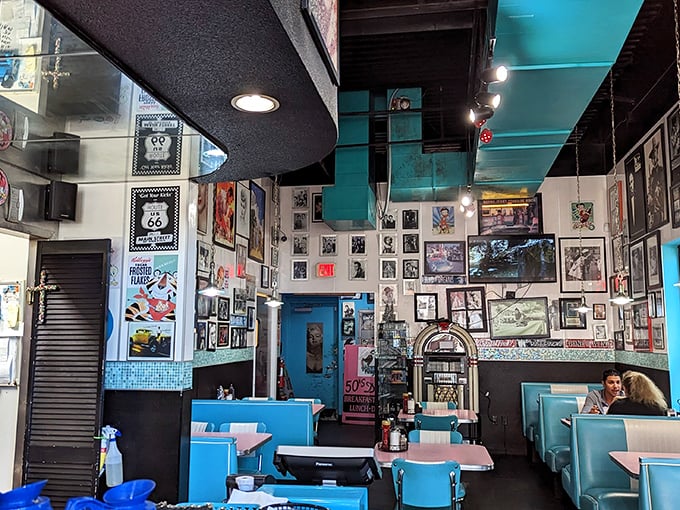 The dining area feels like your coolest relative's basement—if that relative collected memories instead of dust and served incredible food.