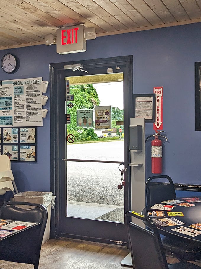 Every great diner needs an exit sign—not that you'll want to use it until you've tried at least three menu items.