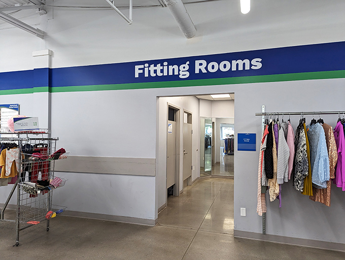 Even treasure hunters need fitting rooms—because that vintage blazer might look better on the hanger than on you.
