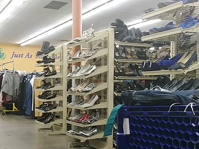The shoe department: where footwear fantasies come true without the department store sticker shock. Hello, gently-used leather loafers!