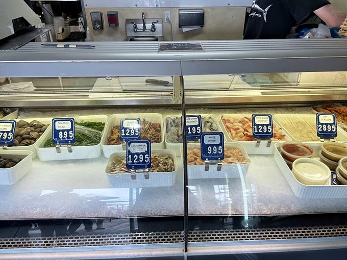 The seafood counter – where today's catch becomes tonight's dinner. Like selecting players for your dream seafood team, only delicious.