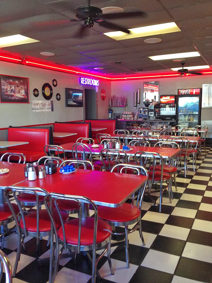 Red booths, checkered floors, and neon lights—the holy trinity of classic American diners. Nostalgia never tasted so good.