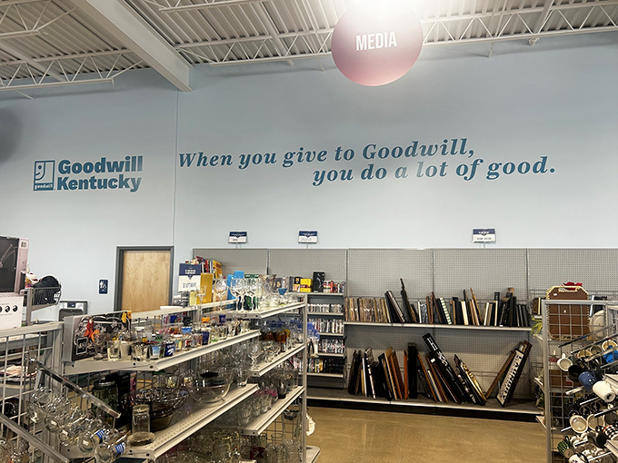 "When you give to Goodwill, you do a lot of good"—a reminder that your shopping spree actually supports job training in your community.