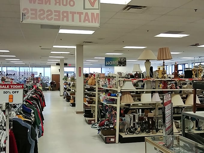 The home goods section – where lamps, mattresses, and everyday essentials await their second chance at making a house feel like someone's perfect home.