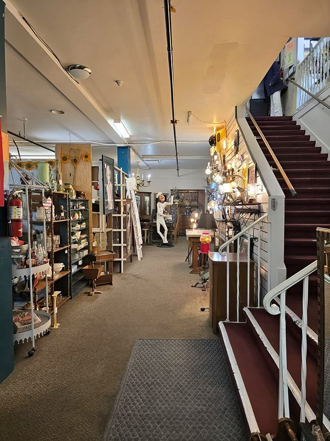 A staircase that promises more treasures above—like Charlie finding that golden ticket to Wonka's factory, but with better odds.