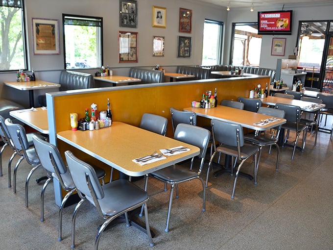 The dining room's retro charm isn't manufactured—it's the real deal, where every table tells stories of meals shared and conversations savored.