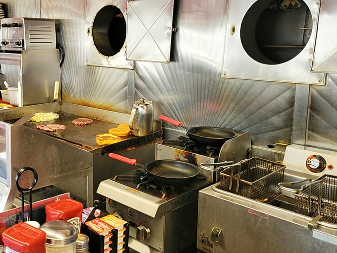 Behind the scenes, Mickey's compact kitchen operates with the precision of a Swiss watch, turning out thousands of perfect pancakes in a space smaller than most walk-in closets.