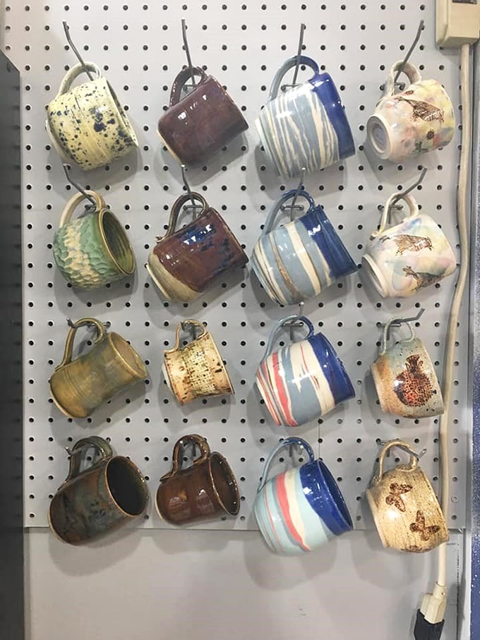 These mugs have seen things—coffee, tea, perhaps a midnight toddy—now waiting for their next caffeine-fueled conversation.