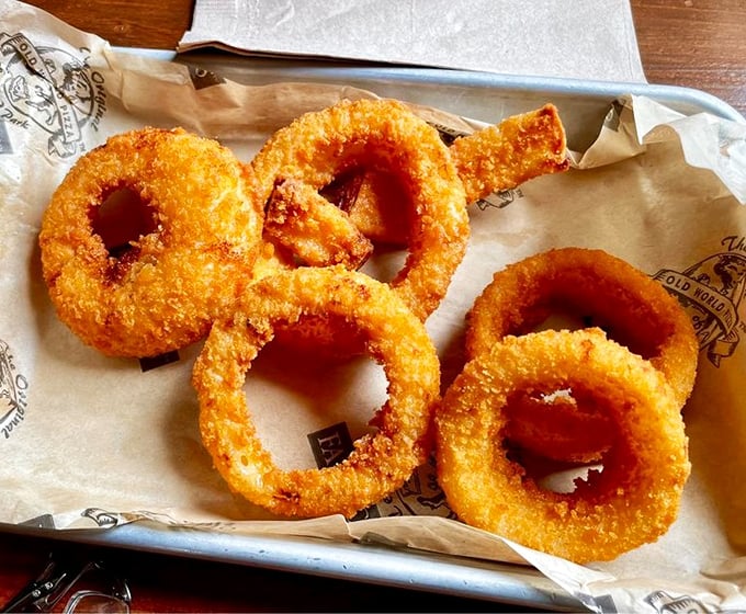 Golden-brown onion rings with the perfect crunch-to-softness ratio—the kind that make you wonder why French fries get all the attention.