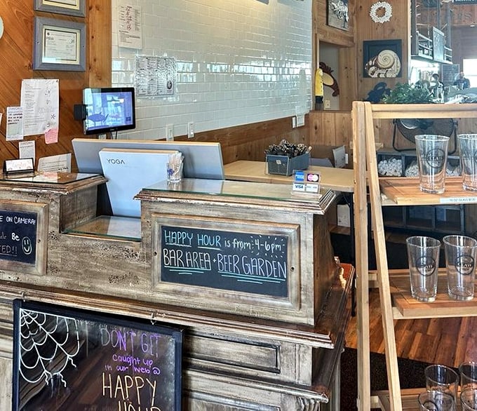 The host stand announces happy hour like it's breaking news—and frankly, 4-6pm discounts are always headline-worthy.