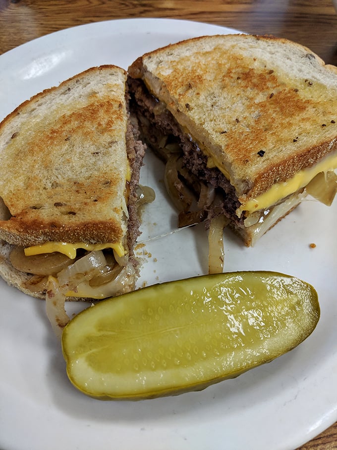 The patty melt—that brilliant marriage of burger and grilled cheese—with caramelized onions playing matchmaker between beef and Swiss.