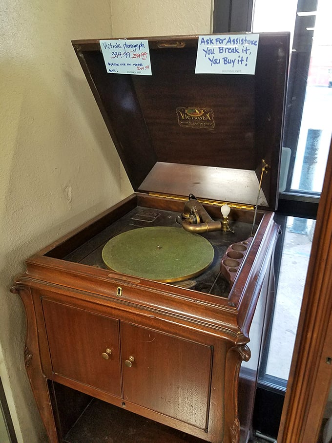This Victrola phonograph isn't just an antique—it's a time machine waiting to spin tales from another era.