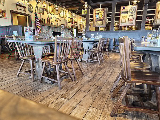 Rustic charm meets comfort food in this dining oasis, where shopping-weary legs find respite and empty stomachs find satisfaction.