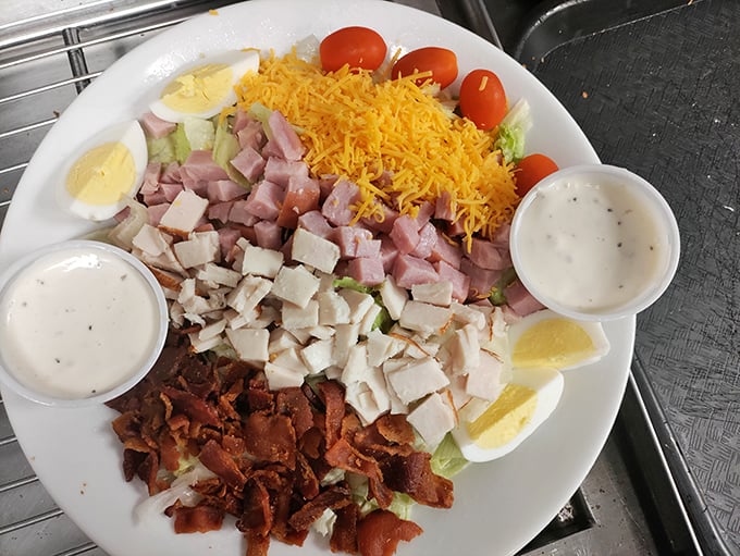This chef's salad isn't just eating your vegetables—it's a colorful protein-packed masterpiece that makes virtue taste like indulgence.