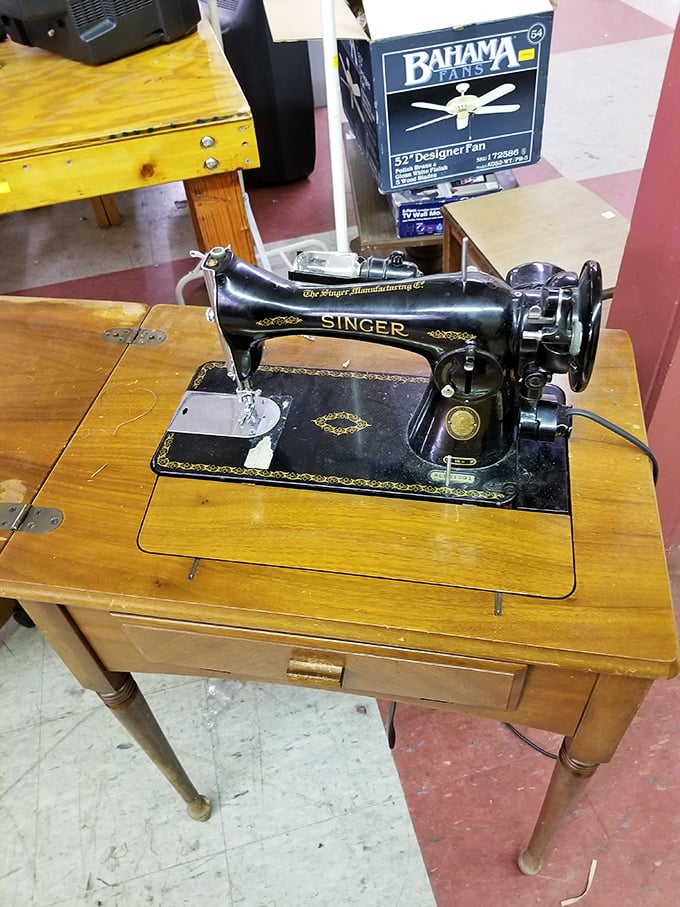 This vintage Singer sewing machine isn't just an antique—it's a piece of American craftsmanship waiting for its next creative owner.