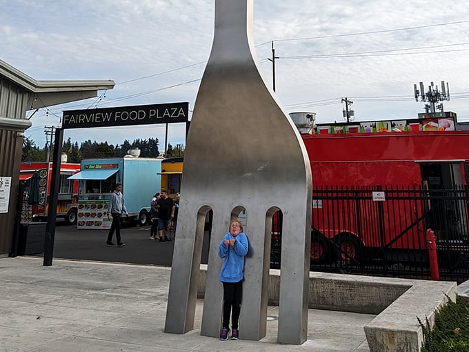 Posing between the tines has become a required ritual for visitors – the ultimate "I was here" photo opportunity.
