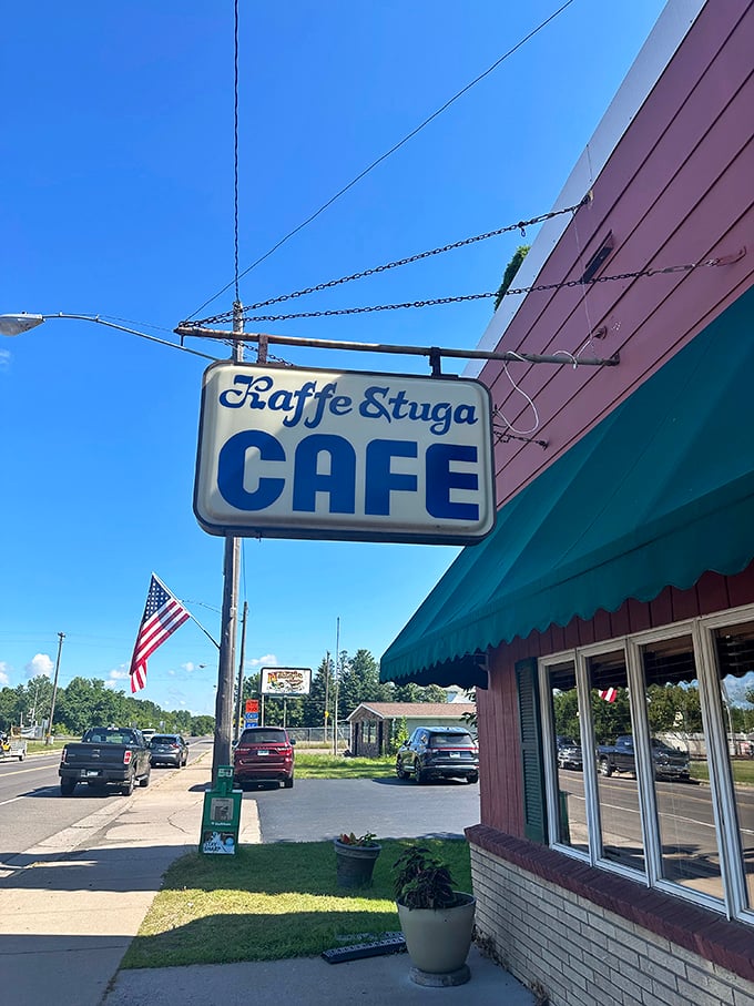 The iconic blue and white sign has guided hungry travelers for generations—like a North Star for those seeking breakfast bliss.