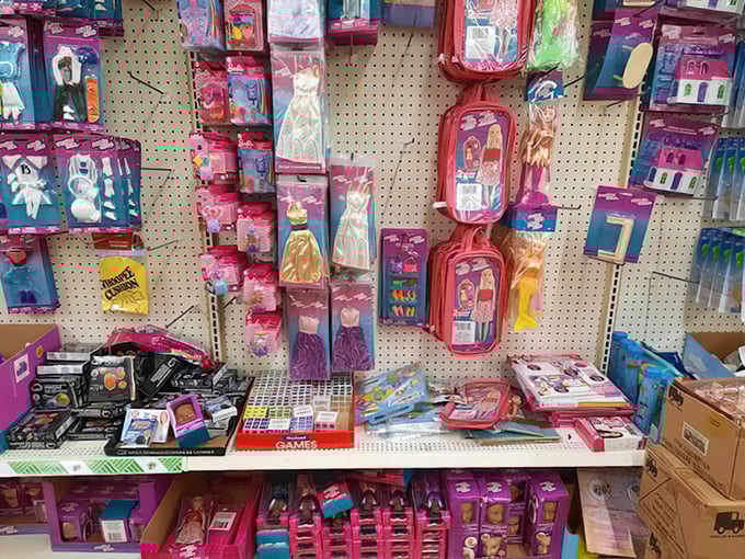 The toy section transforms into a wonderland of affordable joy, where birthday gifts and rainy day entertainment await discovery.